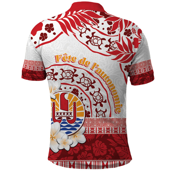 French Polynesia Internal Autonomy Day Polo Shirt Tropical Hibiscus And ...