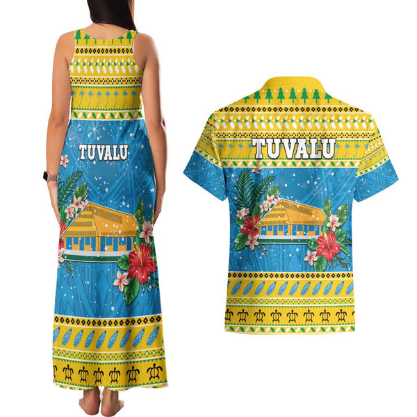 Tuvalu Christmas Couples Matching Tank Maxi Dress and Hawaiian Shirt ...