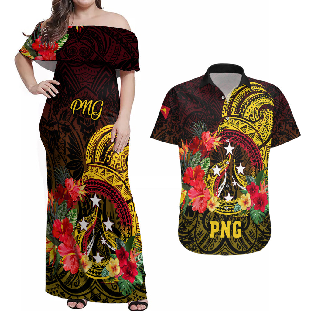 Personalized Papua New Guinea Couples Matching Off Shoulder Maxi Dress