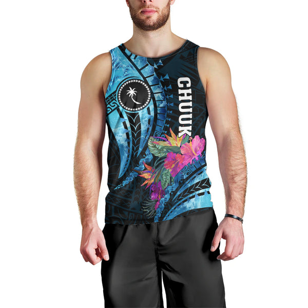 Personalised FSM Chuuk State Men Tank Top Tropical Flowers Tribal ...