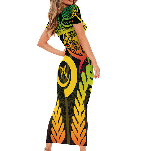 Personalised Vanuatu Father Lini Day Short Sleeve Bodycon Dress ...