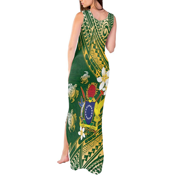 Cook Islands 15 Finest Tank Maxi Dress Plumeria Polynesian Turtle LT05