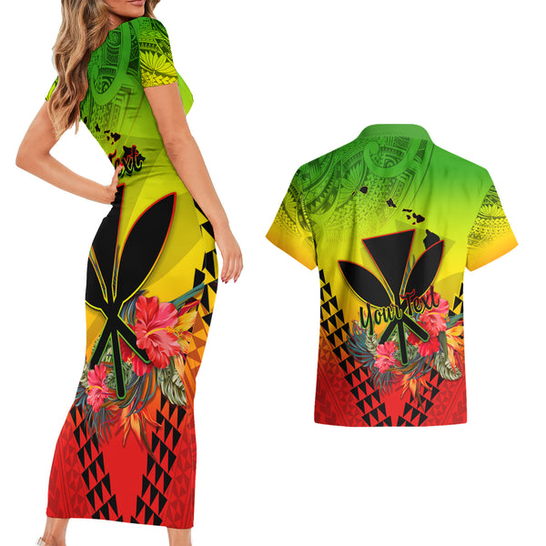 Personalized Hawaii Couples Matching Short Sleeve Bodycon Dress and ...