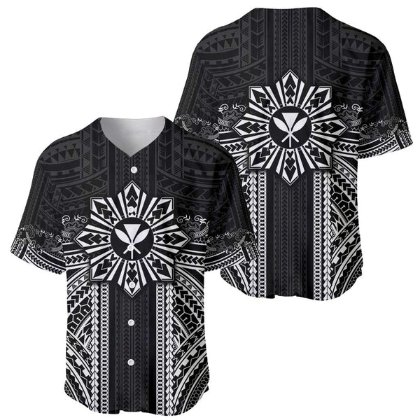 Hawaii And Philippines Together Baseball Jersey Polynesian Pattern With ...