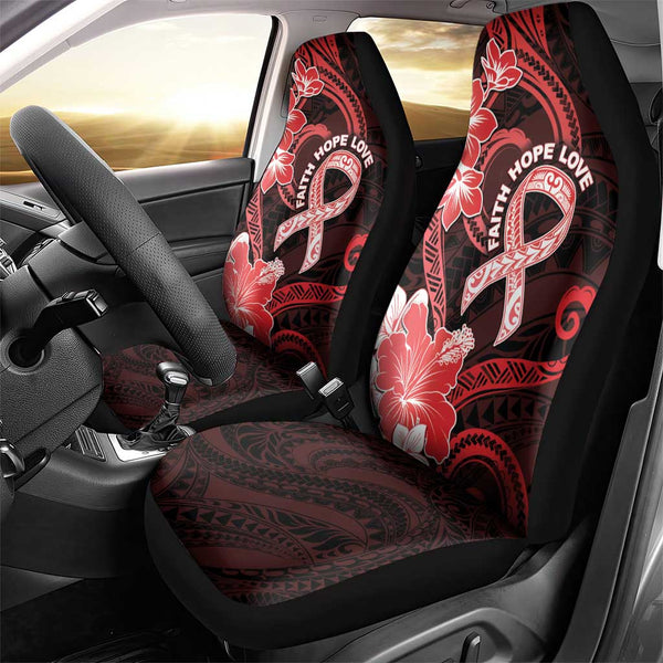 Heart Health Awareness Car Seat Cover Warrior Wears Red Polynesian ...