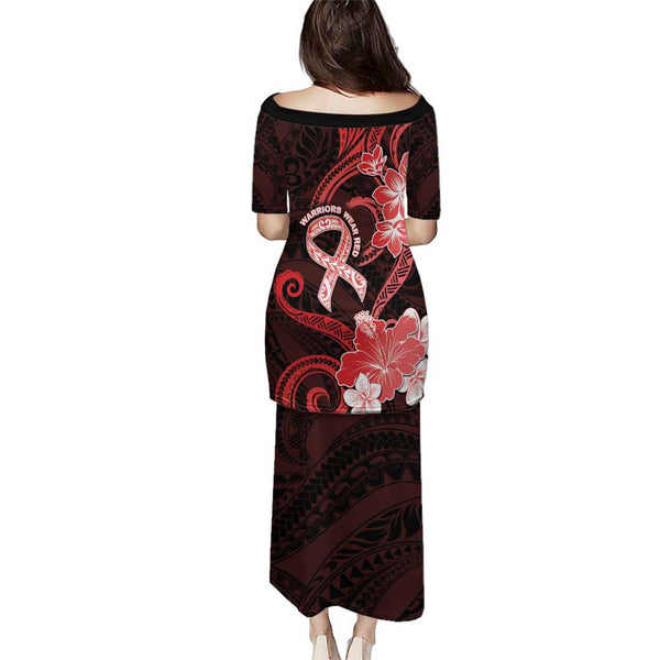 Heart Health Awareness Puletasi Warrior Wears Red Polynesian Style LT05