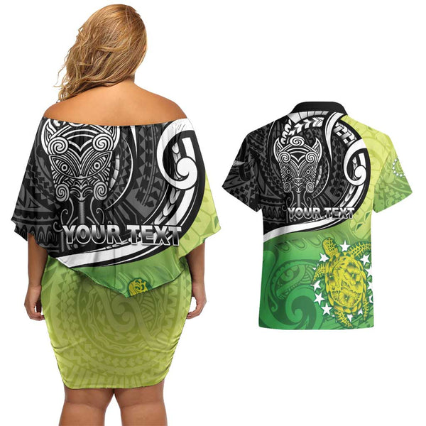 Personalised New Zealand Cook Islands Couples Matching Off Shoulder ...