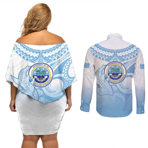 Micronesia Constitution Day Couples Matching Off Shoulder Short Dress ...
