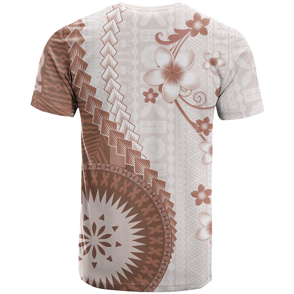 Bula Fiji T Shirt Brown Plumeria Masi Tapa Pattern LT05