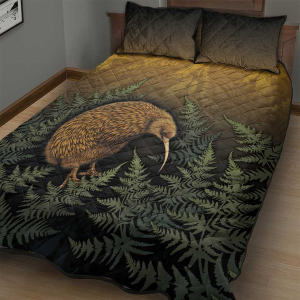 New Zealand Kiwi Bird Quilt Bed Set Silver Fern Mix Maori Pattern LT05
