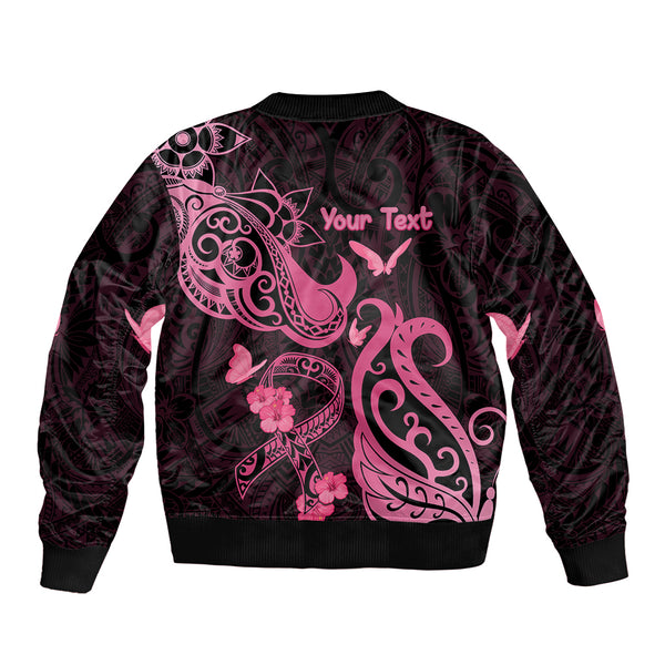 Personalized Breast Cancer Awareness Bomber Jacket Ribbon Polynesian ...