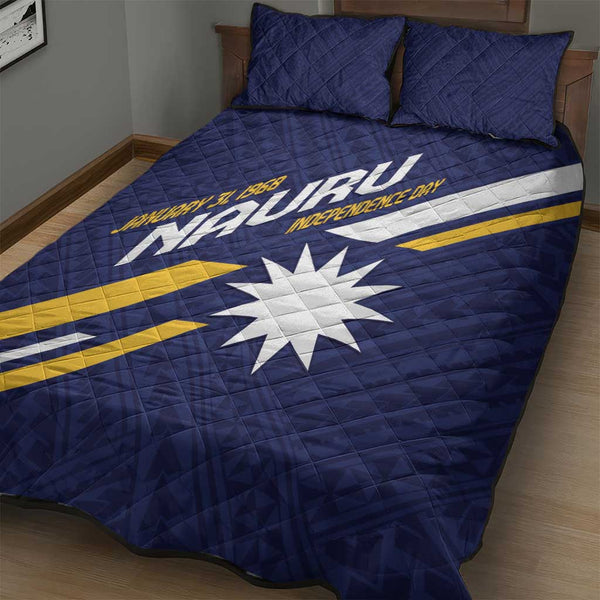 Happy Nauru Independence Day Quilt Bed Set Polynesian Pattern LT05