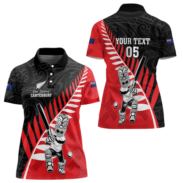 Custom New Zealand Canterbury Cricket Women Polo Shirt With Maori ...