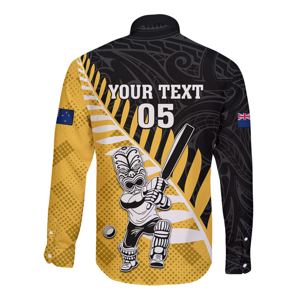 Custom New Zealand Wellington Cricket Long Sleeve Button Shirt With ...