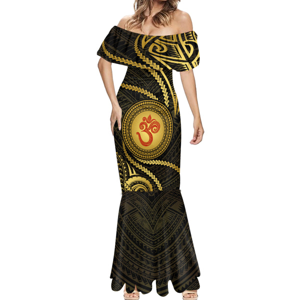 Polynesia Mermaid Dress With Hindu Om Symbol LT05
