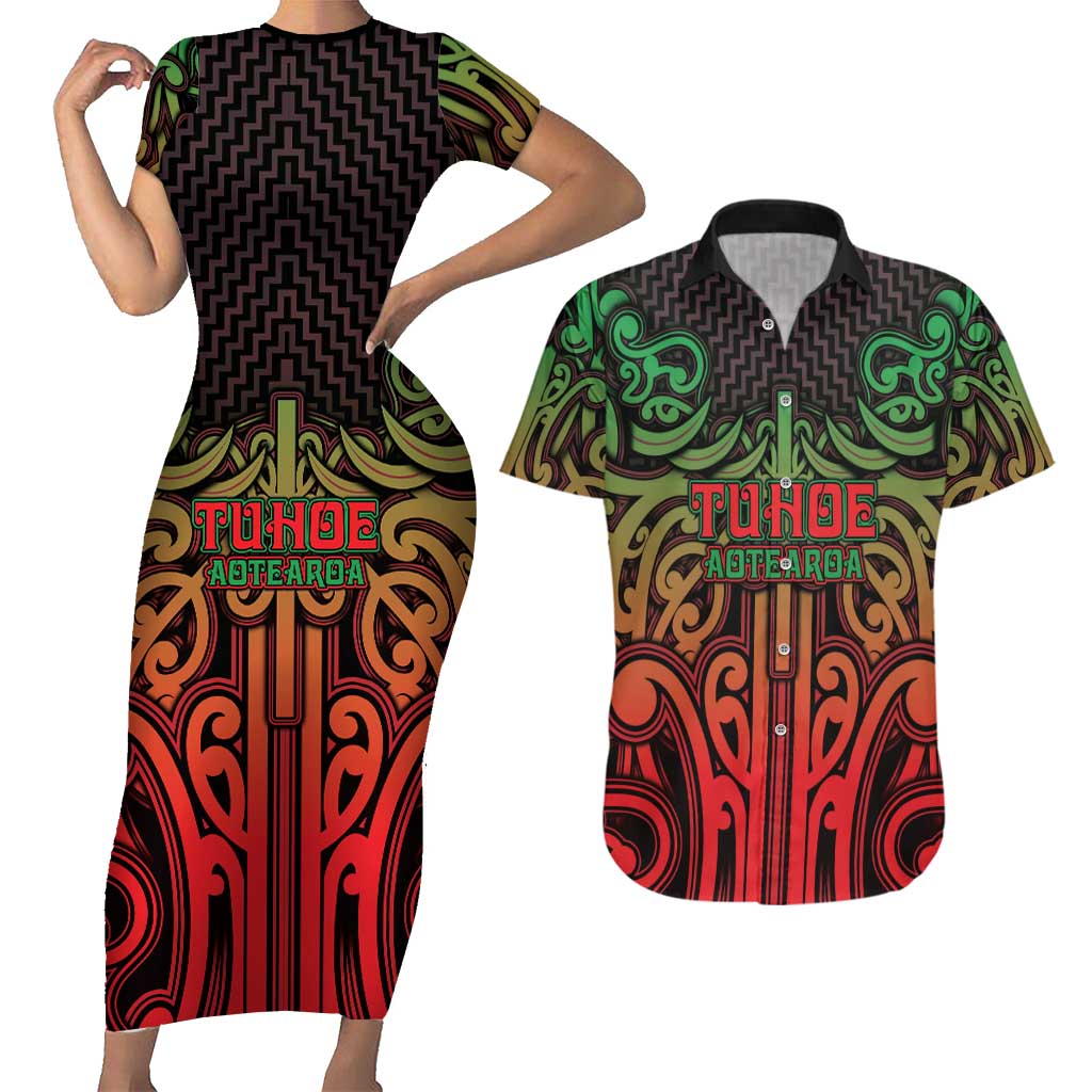 Custom Aotearoa Tuhoe Couples Matching Short Sleeve Bodycon Dress and ...