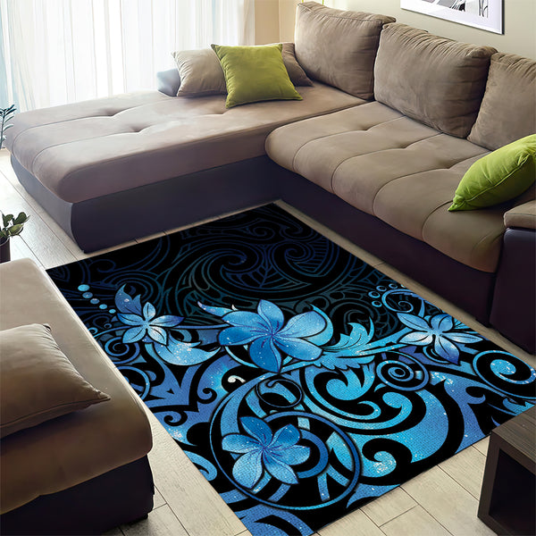 Matariki New Zealand Area Rug Maori Pattern Blue Galaxy LT05
