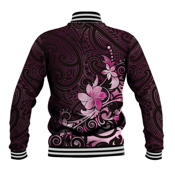 Matariki New Zealand Baseball Jacket Maori Pattern Pink Galaxy LT05