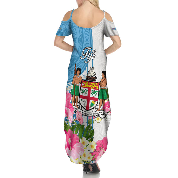 Fiji Day Summer Maxi Dress Tanoa Hibiscus Fijian Tapa Masi Pattern LT05