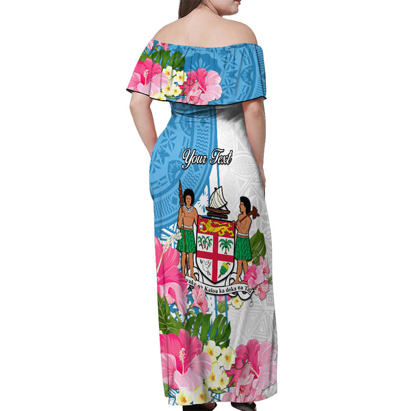 Personalized Fiji Day Off Shoulder Maxi Dress Tanoa Hibiscus Fijian ...