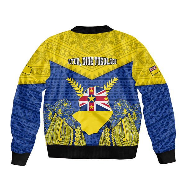 Niue Constitution Day Bomber Jacket Coat Of Arms Niuean Hiapo Pattern LT05