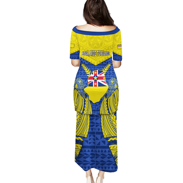 Niue Constitution Day Puletasi Coat Of Arms Niuean Hiapo Pattern LT05