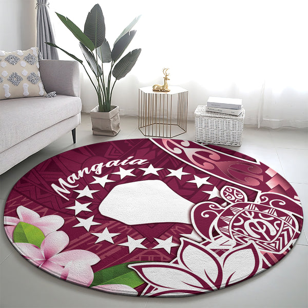 Cook Island Mangaia Gospel Day Round Carpet Floral Tribal Pattern LT05