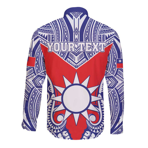Personalised Taiwan Long Sleeve Button Shirt Austronesian Tribal Tattoo ...