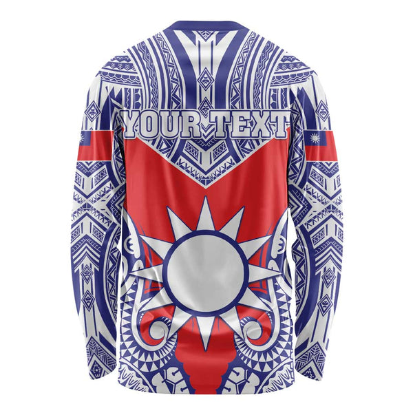 Personalised Taiwan Long Sleeve Shirt Austronesian Tribal Tattoo Red LT05