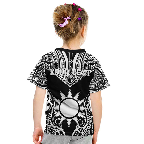 Personalised Taiwan Kid T Shirt Austronesian Tribal Tattoo Black LT05