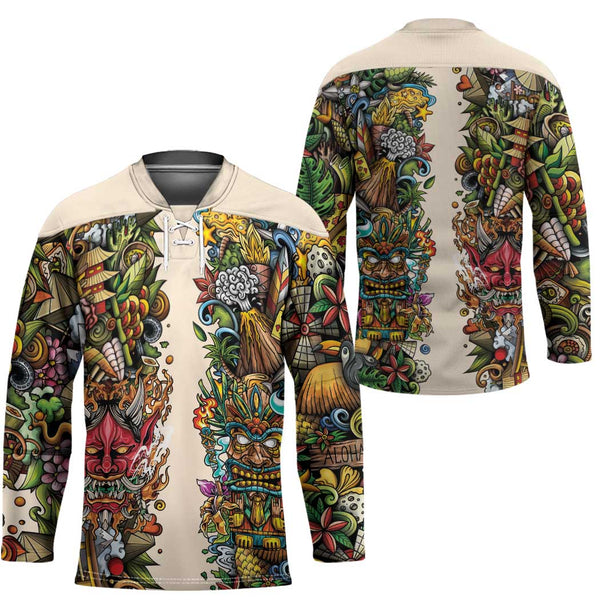 Hawaii And Japan Hockey Jersey Tiki With Oni Mask LT05