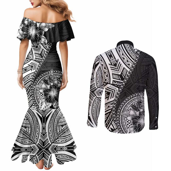 Hibiscus With Black Austronesian Tattoo Pattern Couples Matching ...