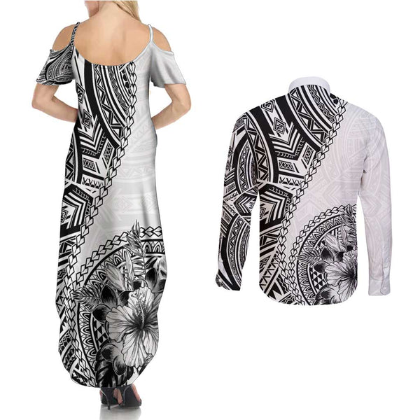 Hibiscus With White Austronesian Tattoo Pattern Couples Matching Summer ...