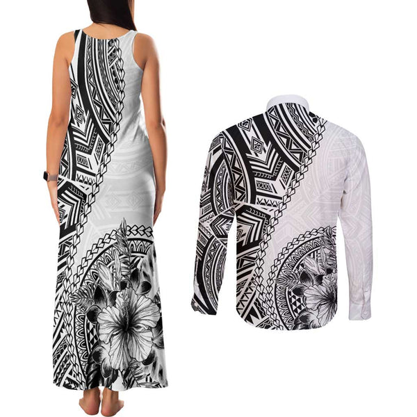 Hibiscus With White Austronesian Tattoo Pattern Couples Matching Tank ...