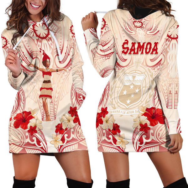 Siva Samoa Hoodie Dress Samoan Taupou With Polynesian Pattern LT05