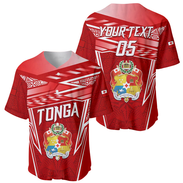 Custom Tonga Rugby Baseball Jersey Kupesi Ngatu Pattern LT05