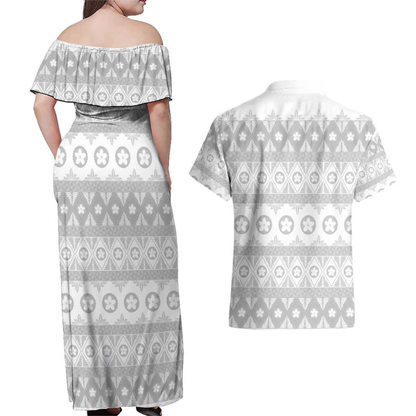 Tonga White Sunday Couples Matching Off Shoulder Maxi Dress and ...