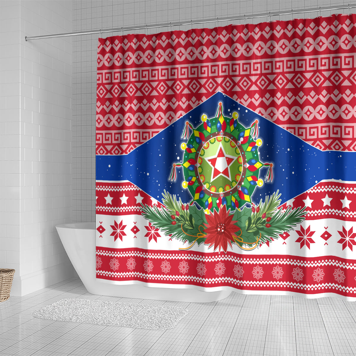 Philippines Christmas Shower Curtain Filipino Parol Maligayang Pasko LT05