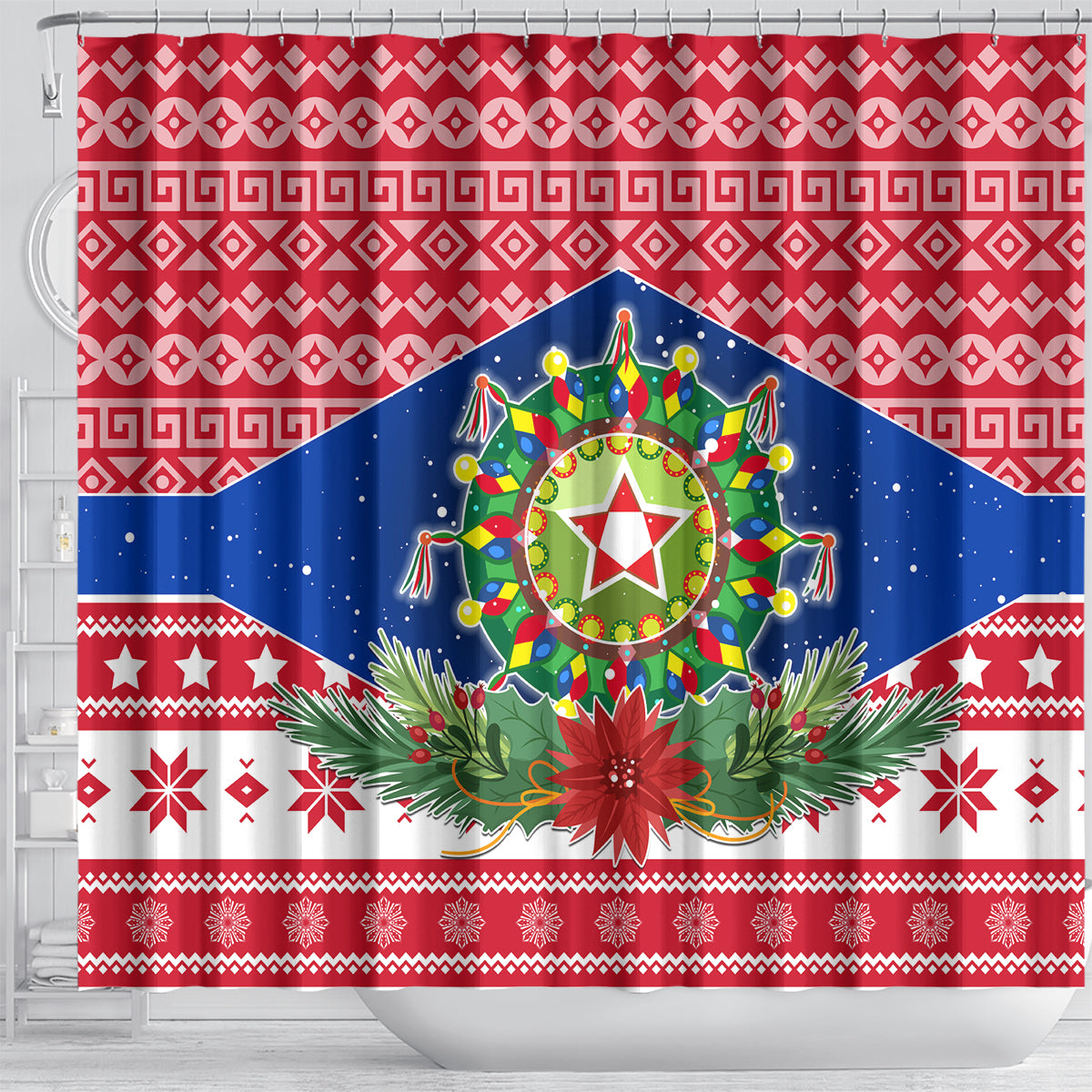 Philippines Christmas Shower Curtain Filipino Parol Maligayang Pasko LT05