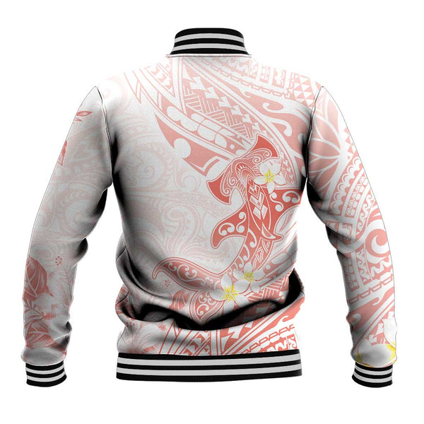 Polynesia Hammerhead Shark Baseball Jacket Tropical Flowers Tribal ...