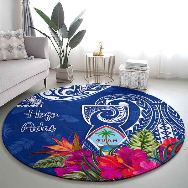 Hafa Adai Guam History and Chamorro Heritage Day Round Carpet Blue ...