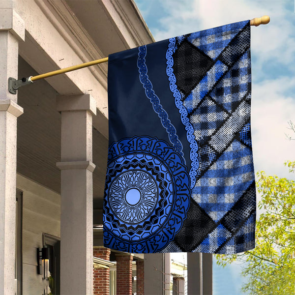 New Zealand Aotearoa Garden Flag Maori Harakeke Weaving Pattern Blue LT05