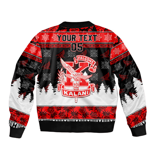 Custom Hawaii Kalani High School Christmas Bomber Jacket Tropical Santa ...