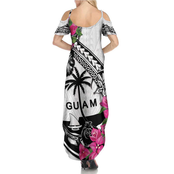 Guam Chamorro Summer Maxi Dress Bougainvillea White Polynesian Tribal ...