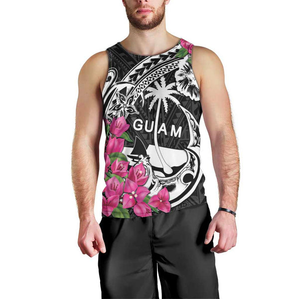 Guam Chamorro Men Tank Top Bougainvillea Black Polynesian Tribal ...