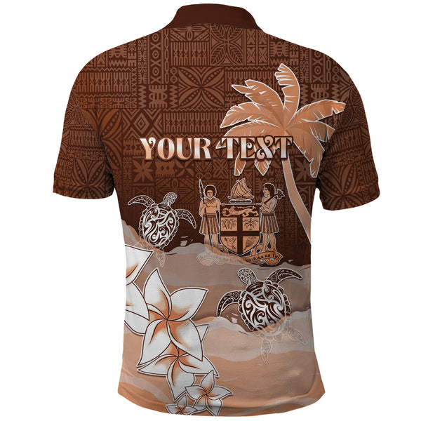 Personalised Bula Fiji Polo Shirt Fijian Masi Pattern With Brown Coat ...