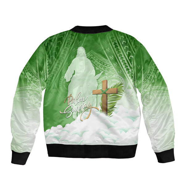 Happy Palm Sunday Sleeve Zip Bomber Jacket With Polynesian Pattern LT05