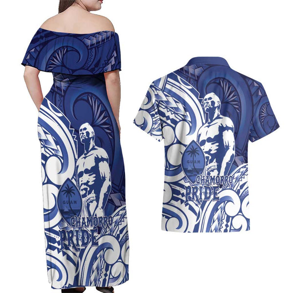 Guam Chief Kepuha Couples Matching Off Shoulder Maxi Dress and Hawaiian ...