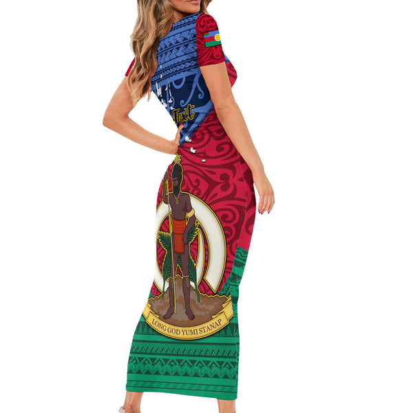 Personalized Vanuatu Shefa Province Short Sleeve Bodycon Dress Coat Of ...