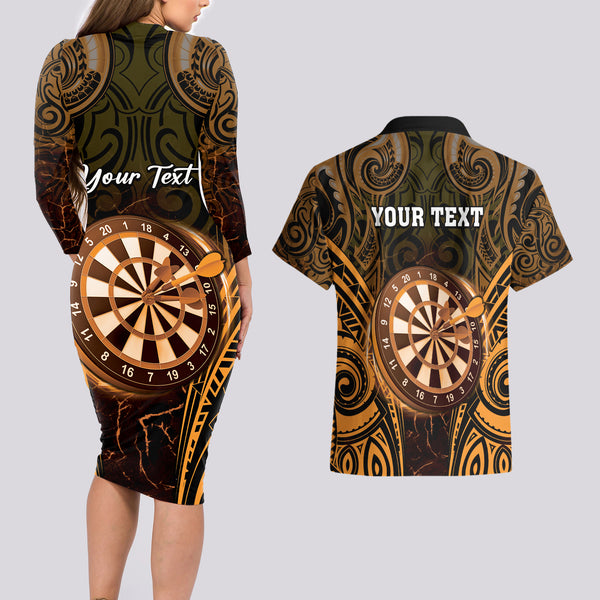 Personalised New Zealand Darts Couples Matching Long Sleeve Bodycon ...